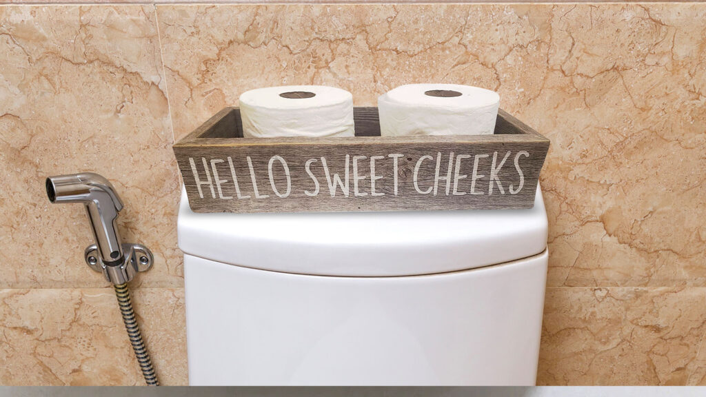 Rustic Wood Box for Toilet - Handpainted on Real Reclaimed Wood ...