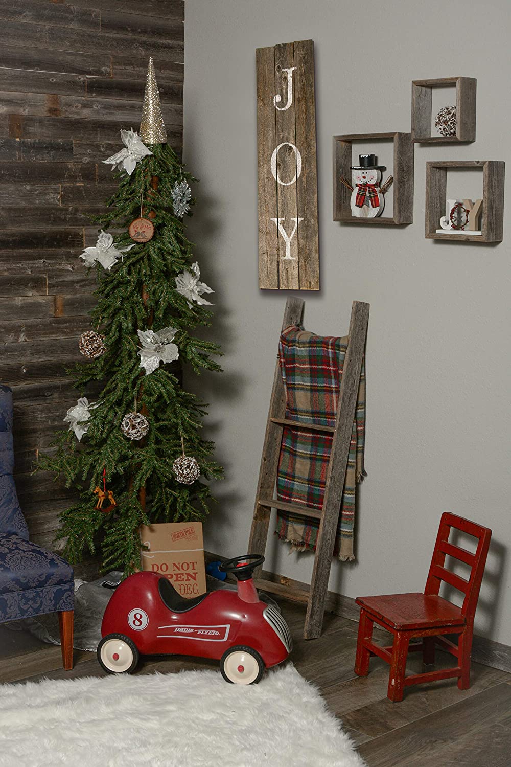 Rustic Wood Joy Christmas Sign for Porch or Wall - Barnwood Holiday ...