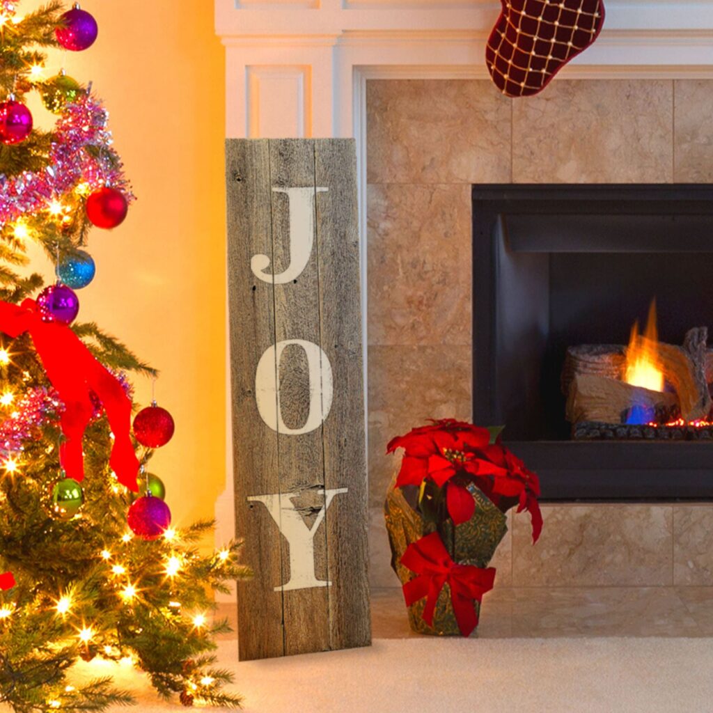 Rustic Wood Joy Christmas Sign for Porch or Wall - Barnwood Holiday ...