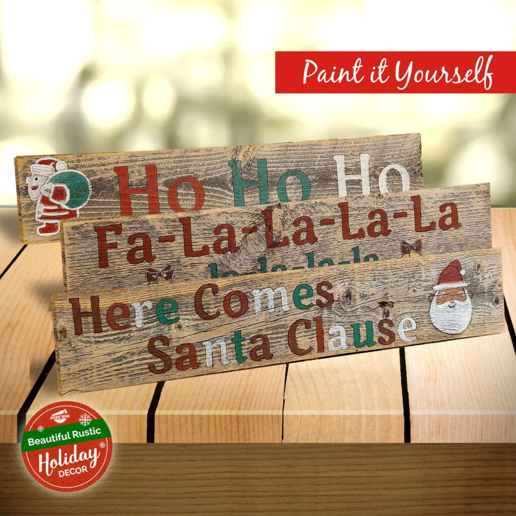 Paint Your own Rustic Holiday Signs - Set of 3 (3.5"x19") - Rockin' Wood