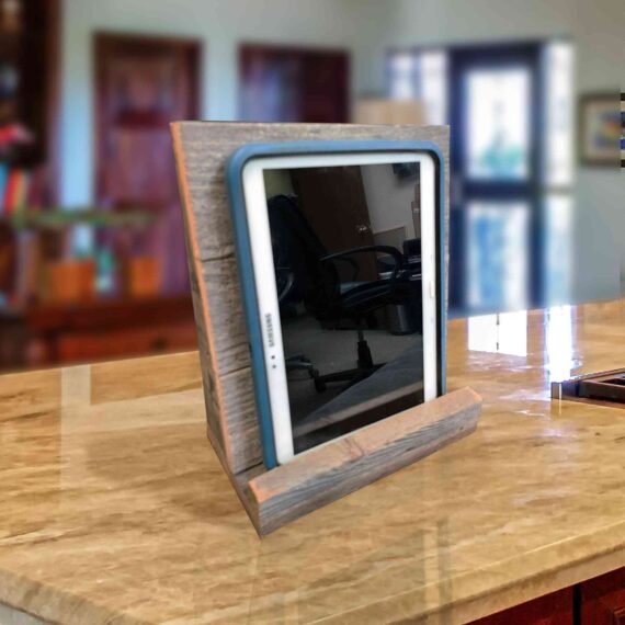 Tablet Stand handmade in the USA with Rustic Reclaimed Wood - Weathered ...