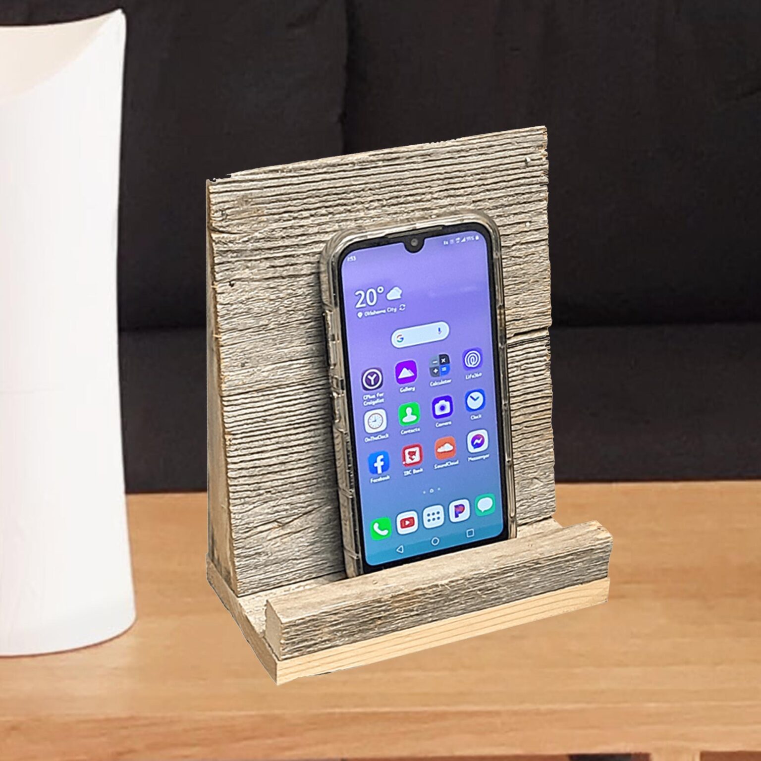 Mobile Stand handmade in the USA with Rustic Reclaimed Wood - Weathered ...