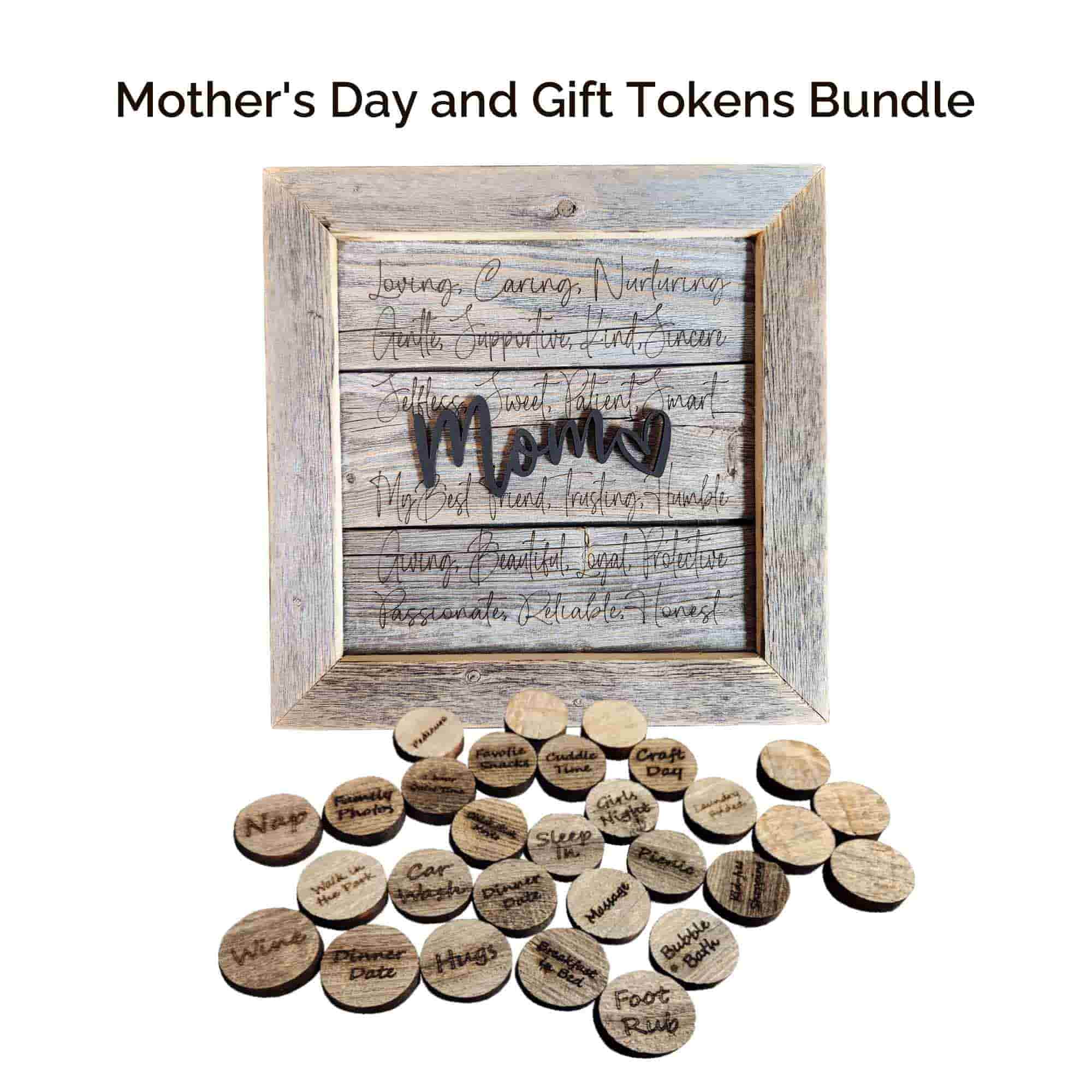 Mother's Day Gift Bundle - Framed Sign and Gift Tokens made from ...