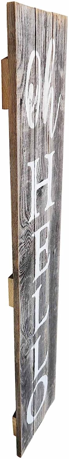 Oh Hello vertical sign – Hand painted (Grey/White) - Rockin' Wood