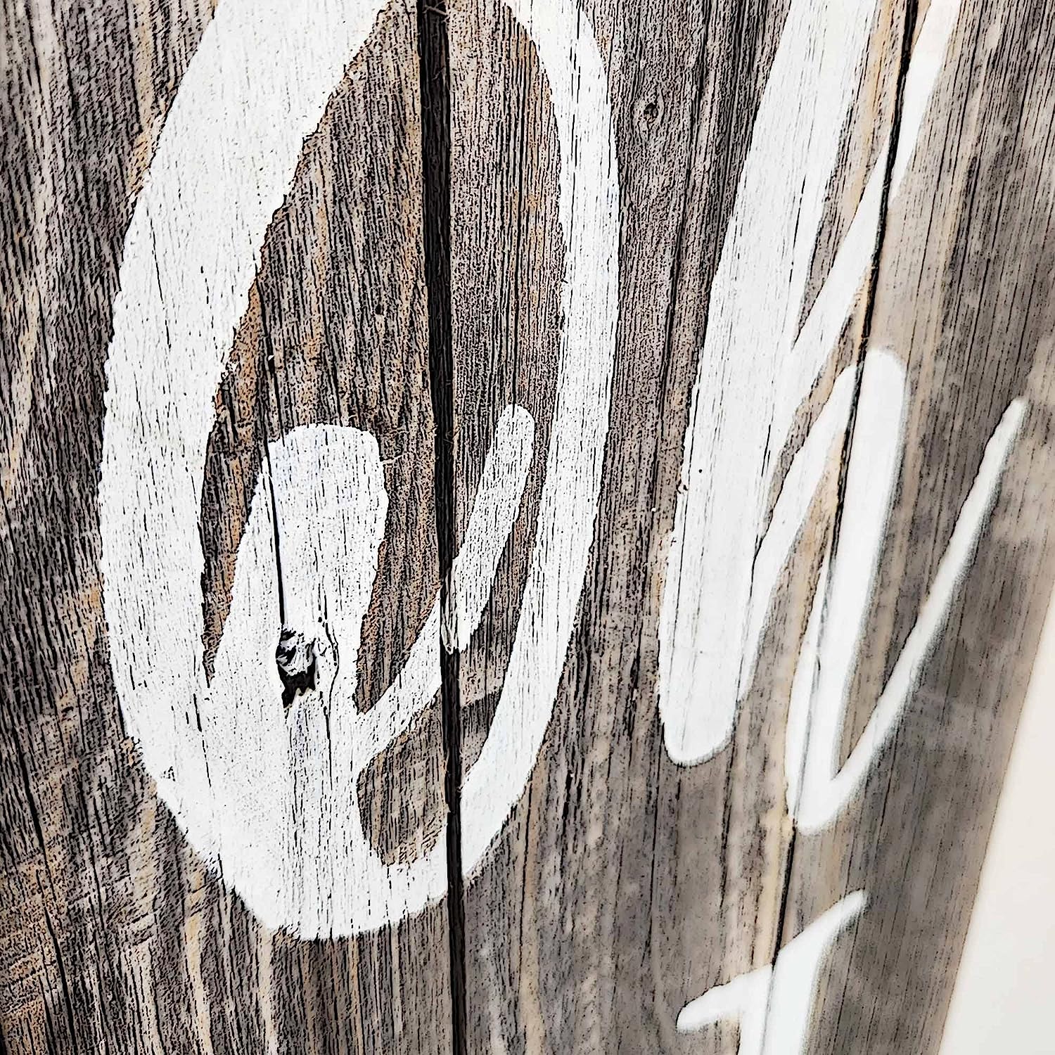 Oh Hello vertical sign – Hand painted (Grey/White) - Rockin' Wood