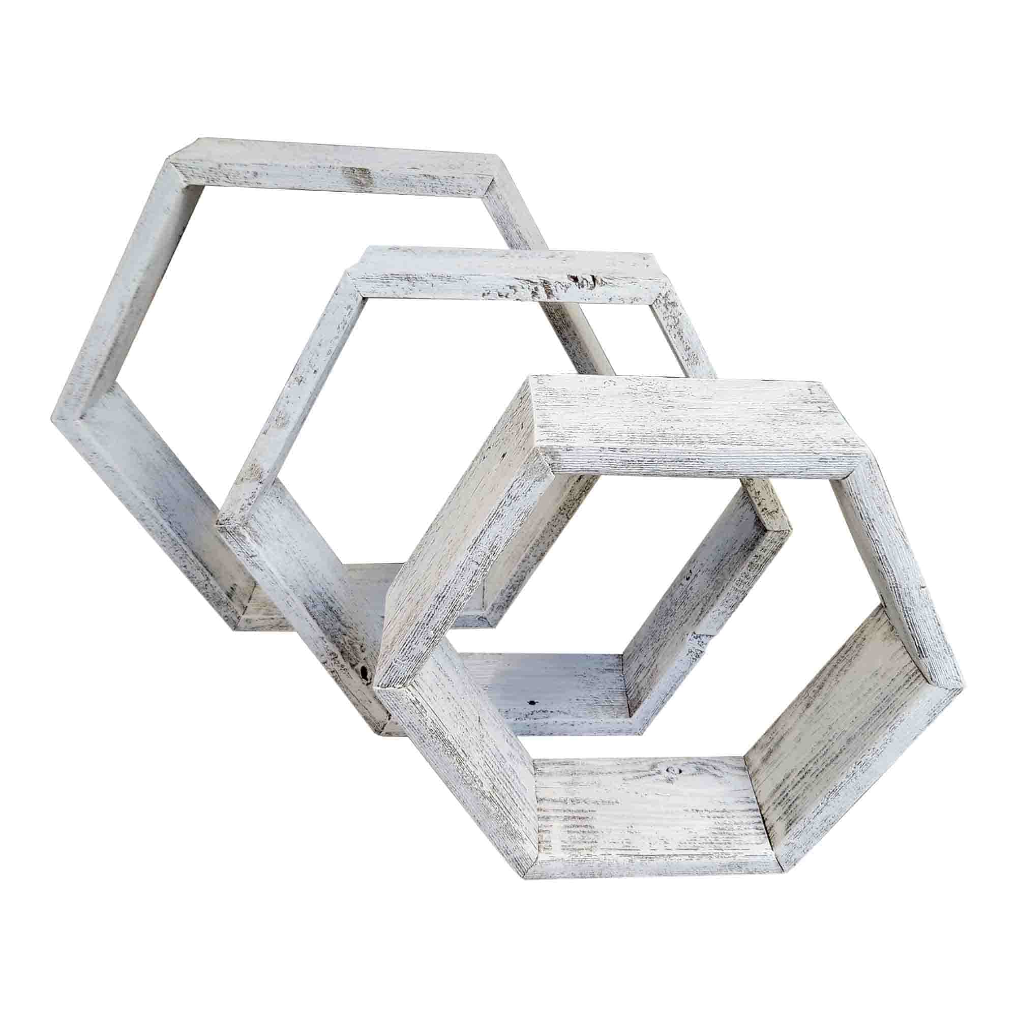 Rustic Reclaimed Wood Hexagon Shelves Set of 3 - Rockin' Wood