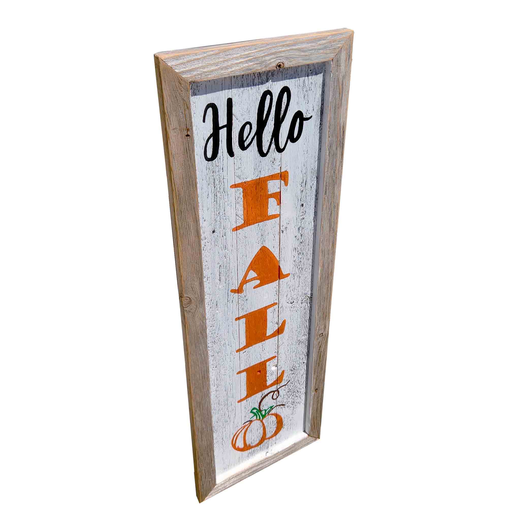 Hello Fall Sign for front porch or hanging decor - Rockin' Wood