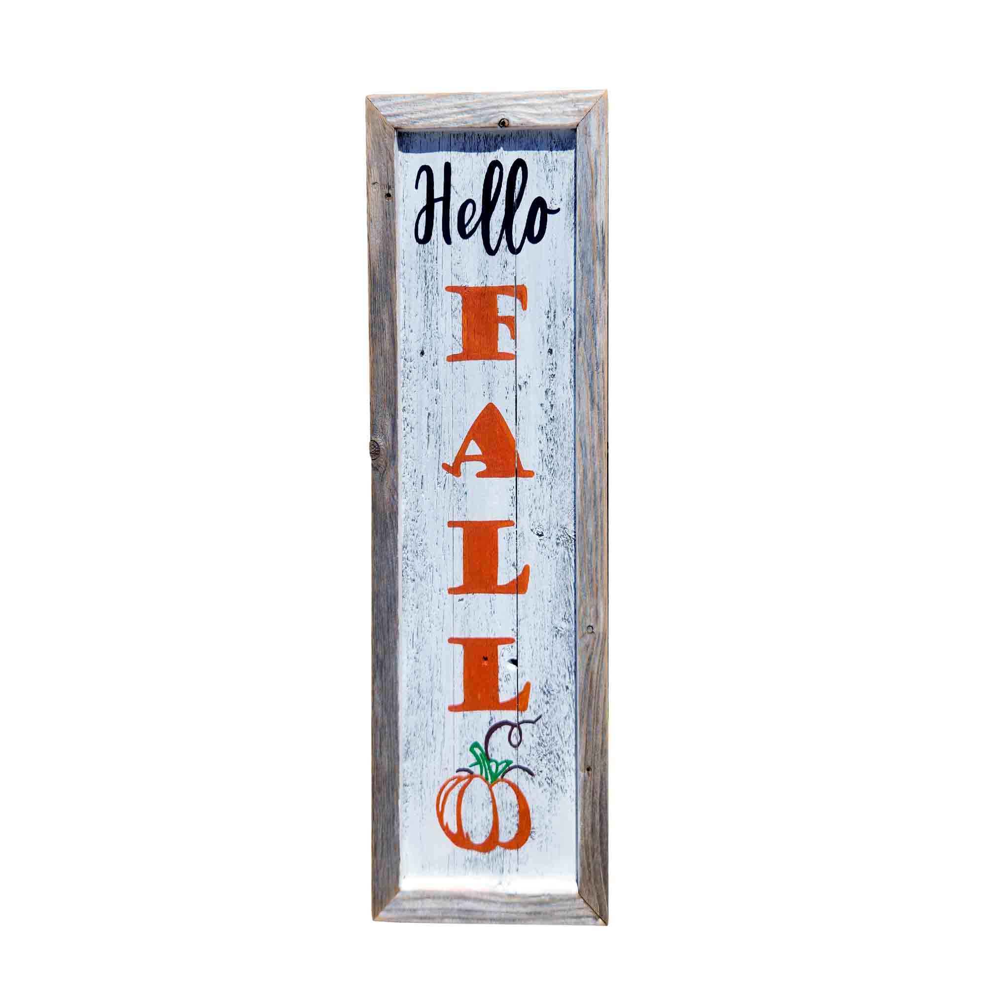 Hello Fall Sign for front porch or hanging decor - Rockin' Wood