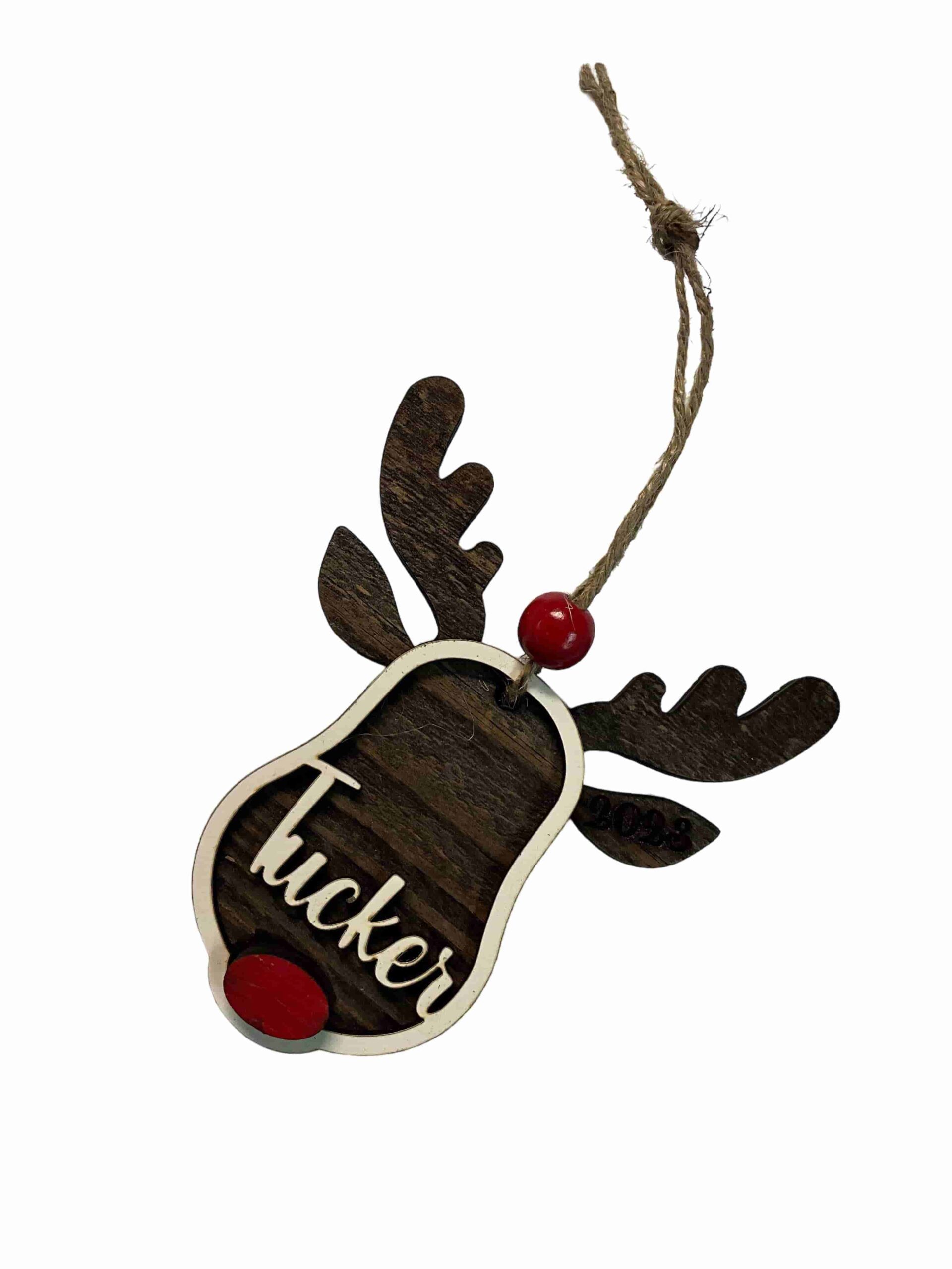 Customized Reindeer Ornament - Rockin' Wood