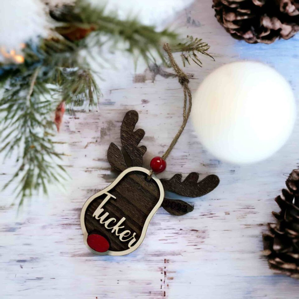 Customized Reindeer Ornament - Rockin' Wood
