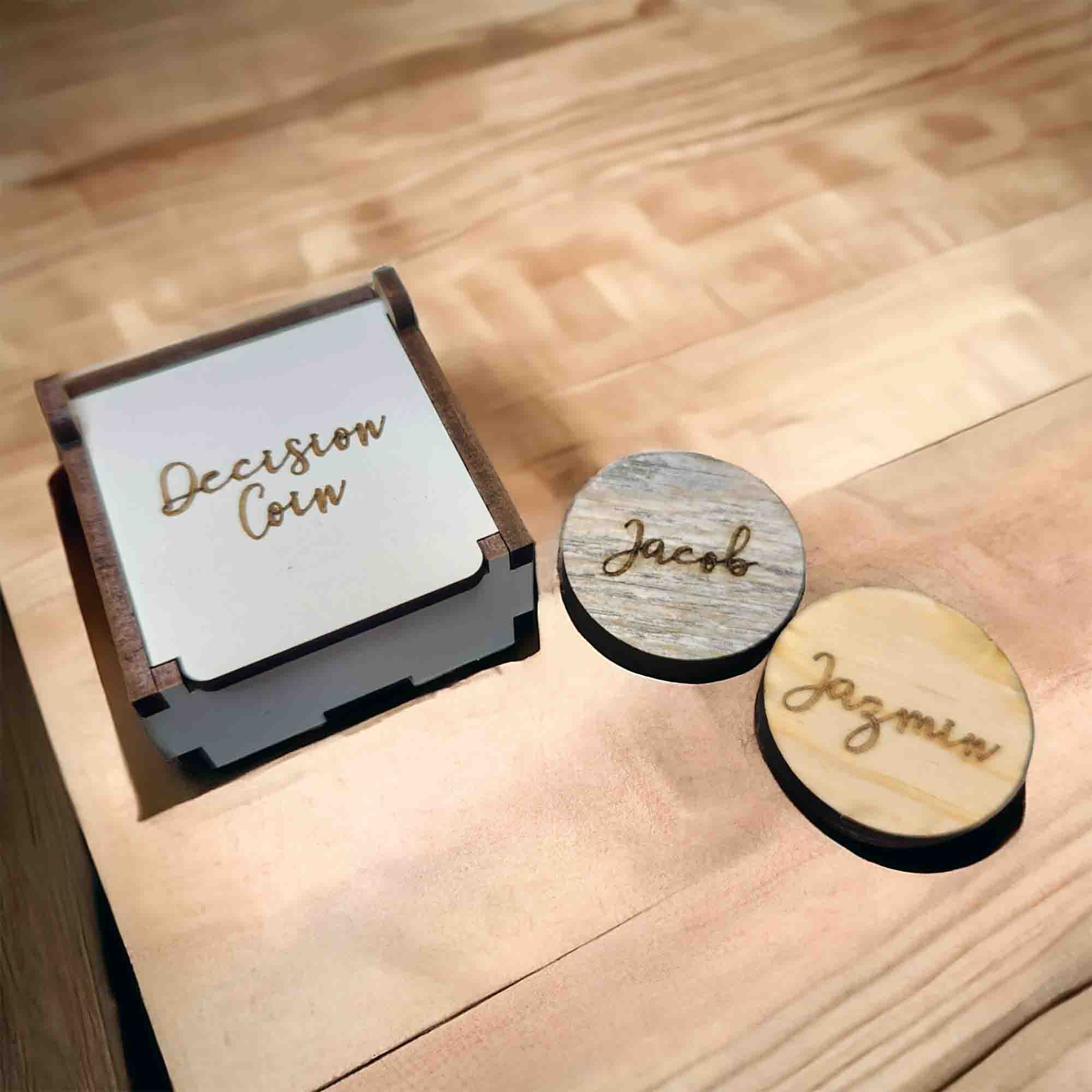 Customized Decision Coin Made from Real Rustic Wood - Rockin' Wood