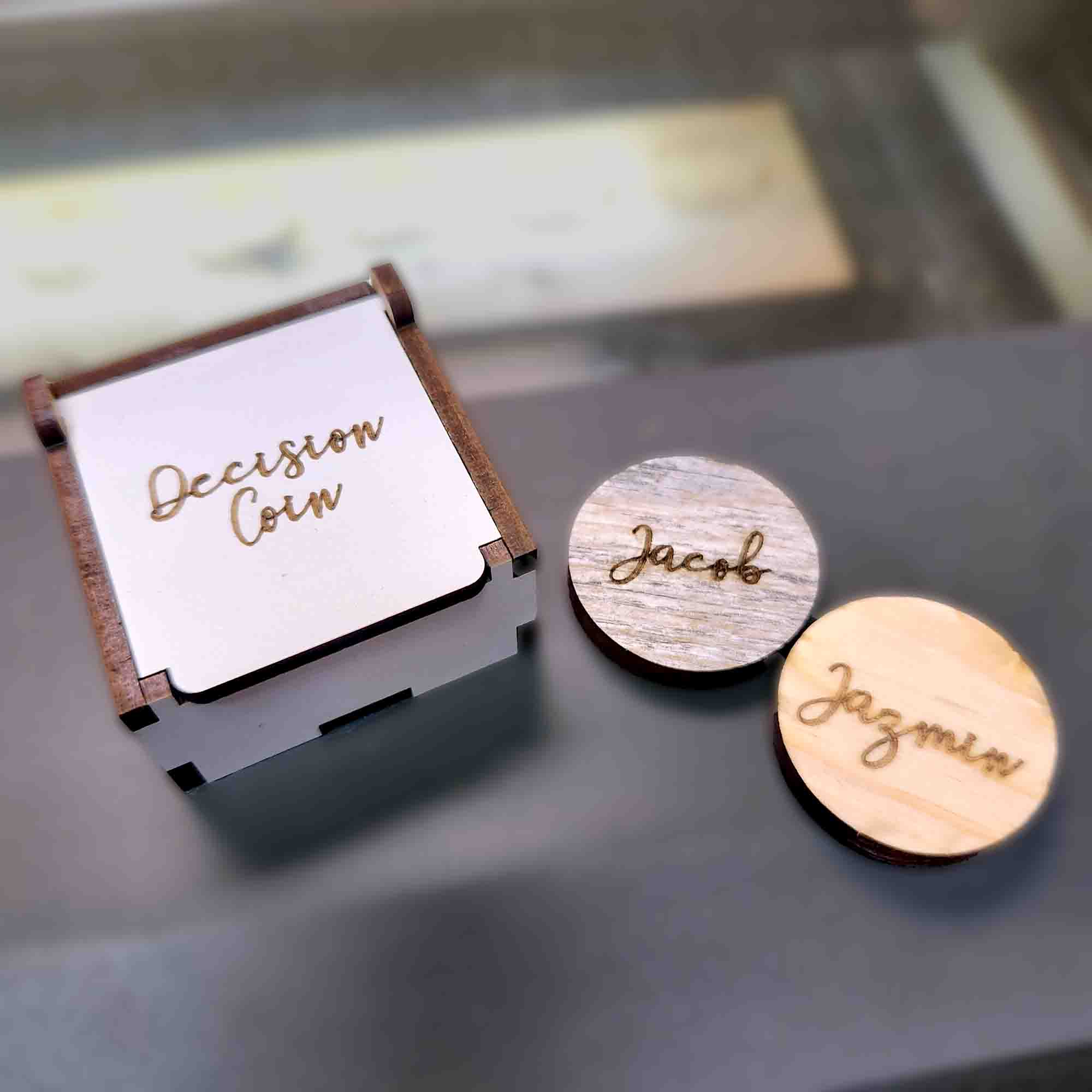 Customized Decision Coin Made from Real Rustic Wood - Rockin' Wood