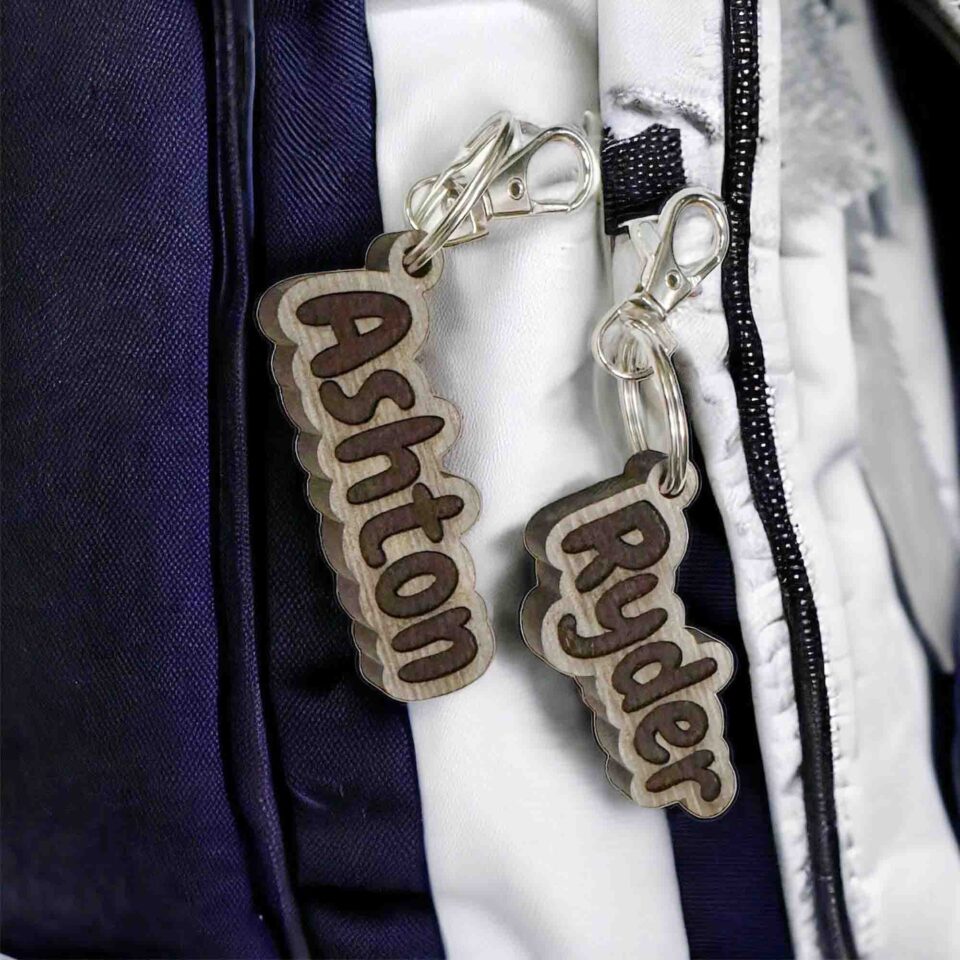 Customized Name Keychain Made from Reclaimed Wood - Rockin' Wood