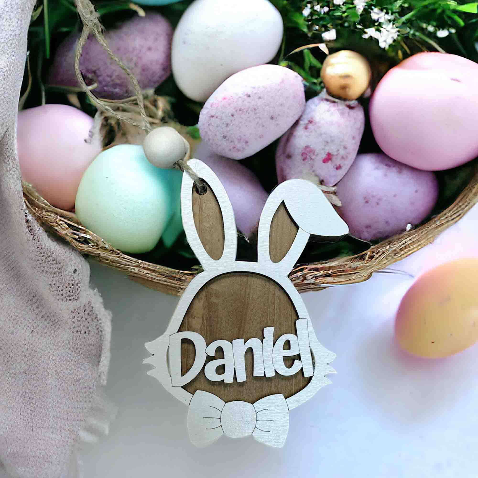 Customized Easter Bunny Name Tags - Rockin' Wood