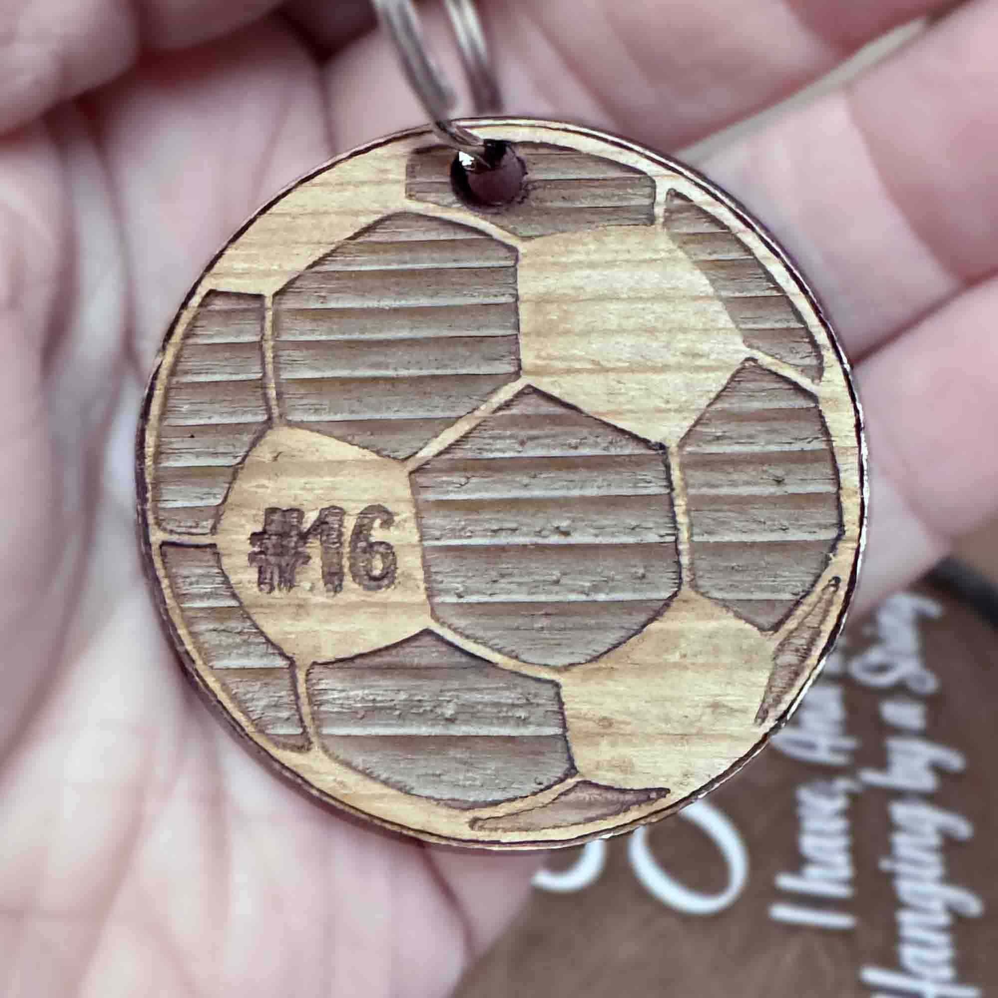 Customized Sports Keychain Made from Reclaimed Wood - Rockin' Wood