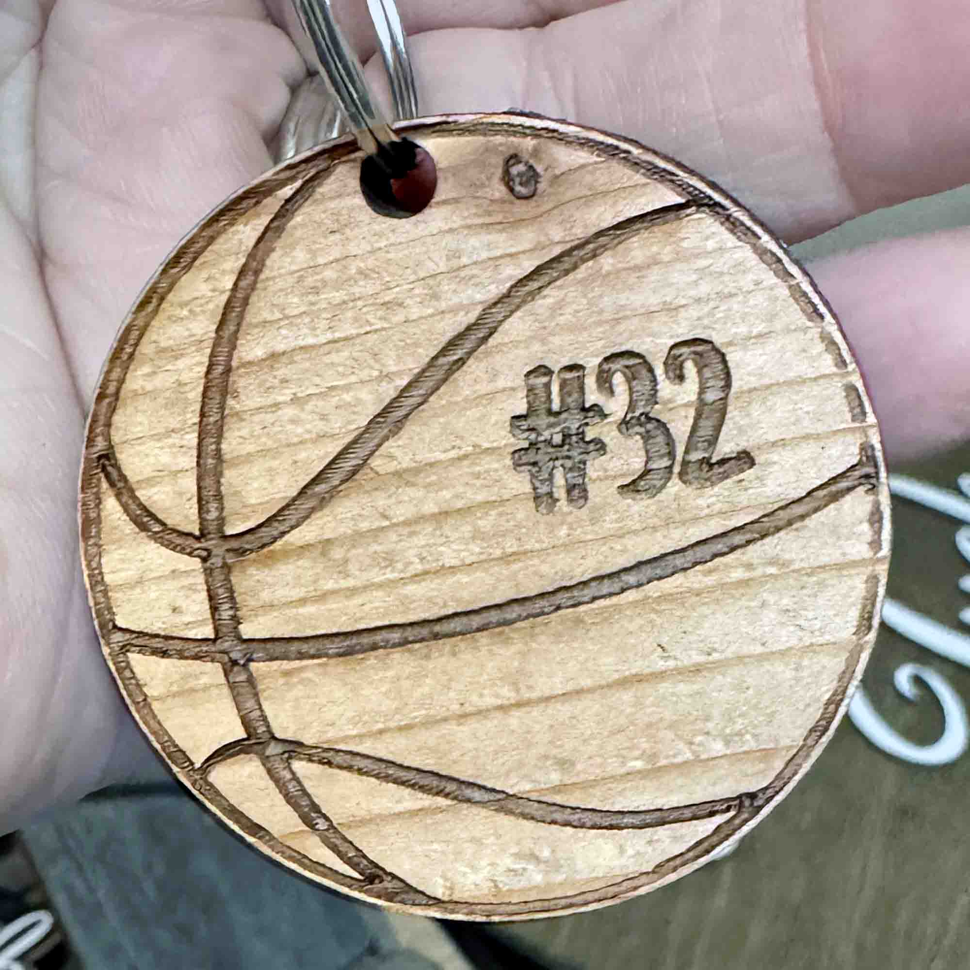 Customized Sports Keychain Made from Reclaimed Wood - Rockin' Wood