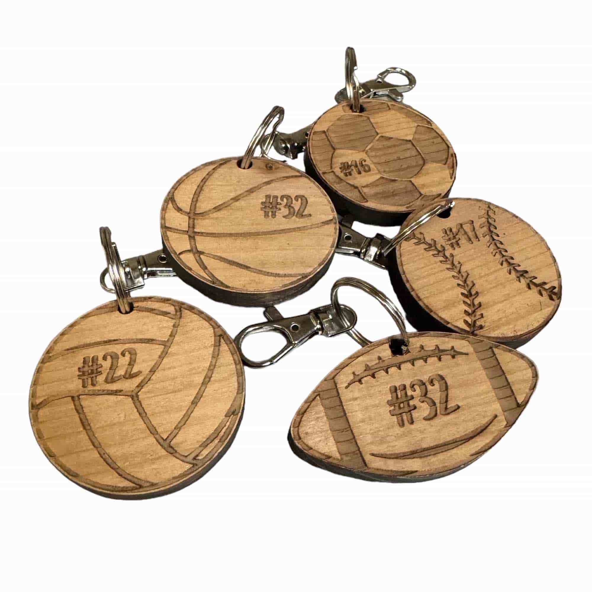 Customized Sports Keychain Made from Reclaimed Wood - Rockin' Wood