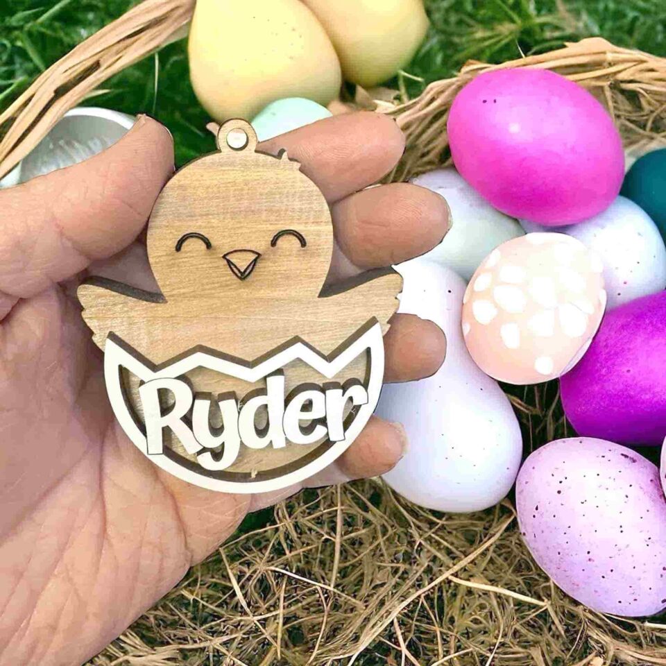 Customized Baby Chick Easter Tag Made from Reclaimed Wood (Easter ...