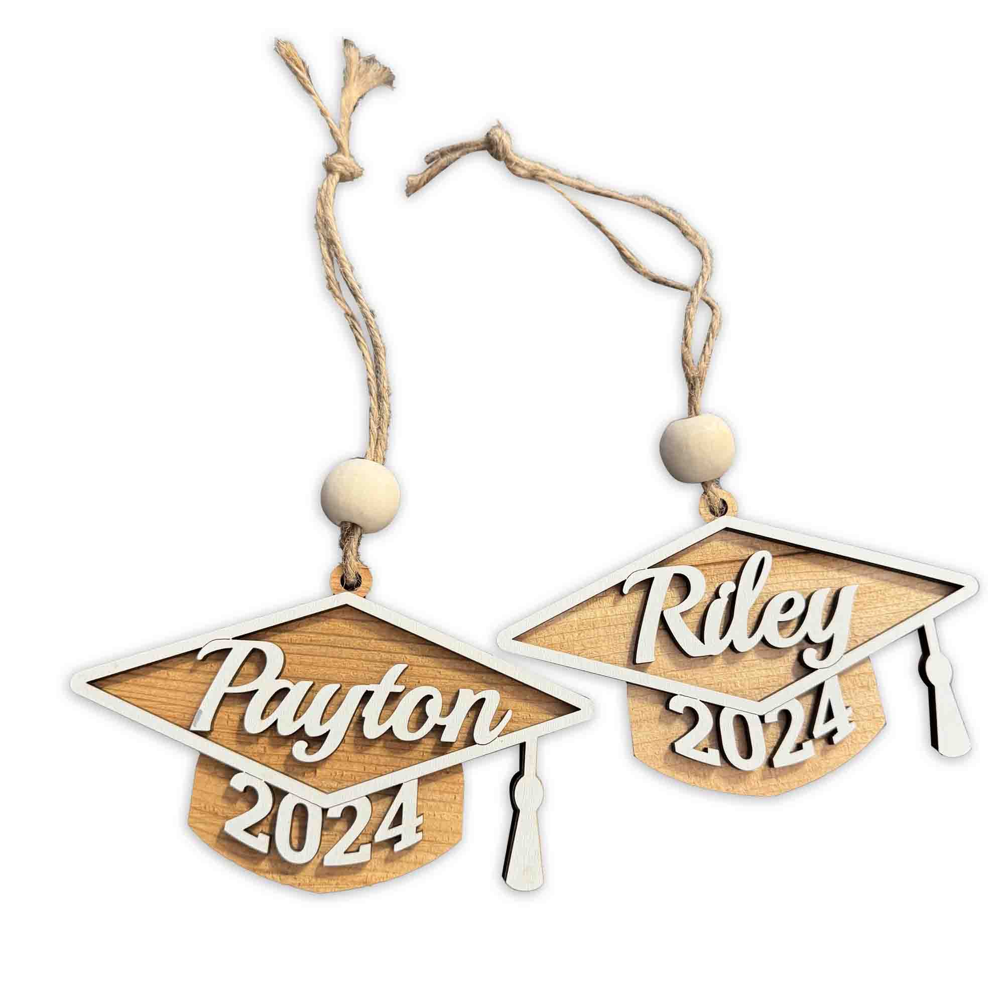 Customized Graduation Cap Car Charm Ornament (Name and Year) - Rockin' Wood