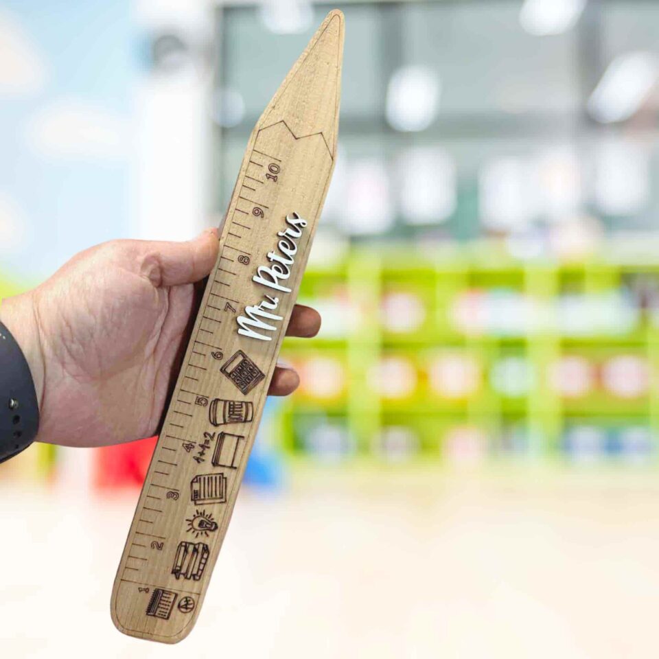 Customized Teacher Appreciation Gift Ruler - Rockin' Wood
