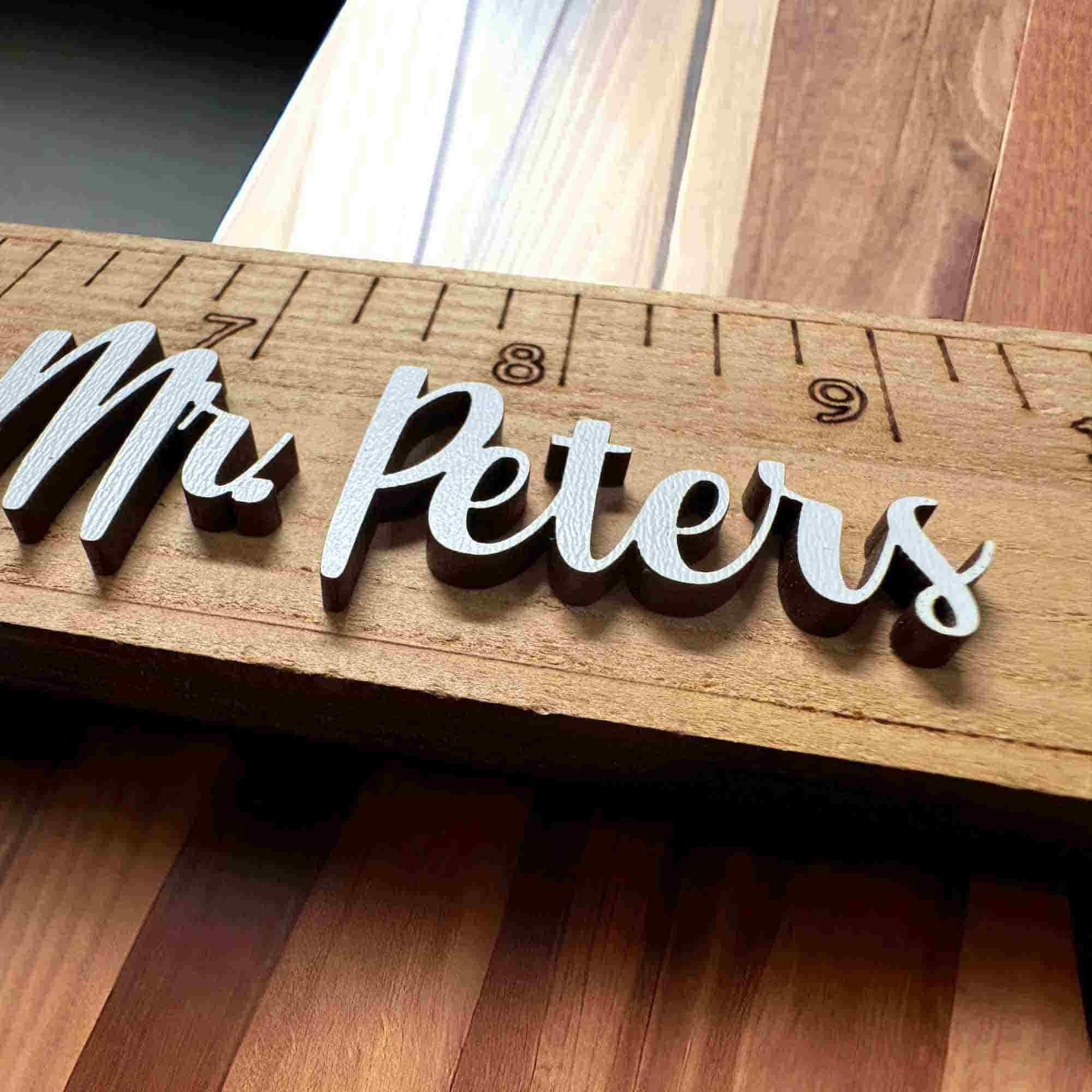 Customized Teacher Appreciation Gift Ruler - Rockin' Wood